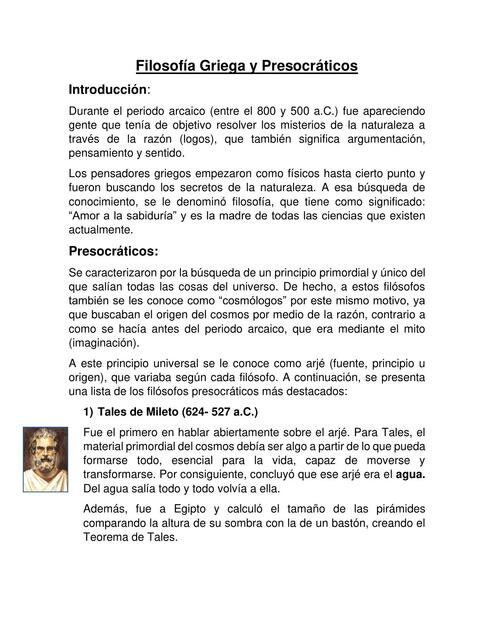 Filosofía Griega y Presocráticos | Mario Selva | uDocz