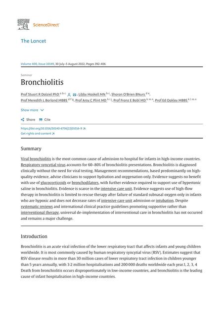 Bronchiolitis | JUANITA ANDREA VALDIVIA JIMENEZ | uDocz