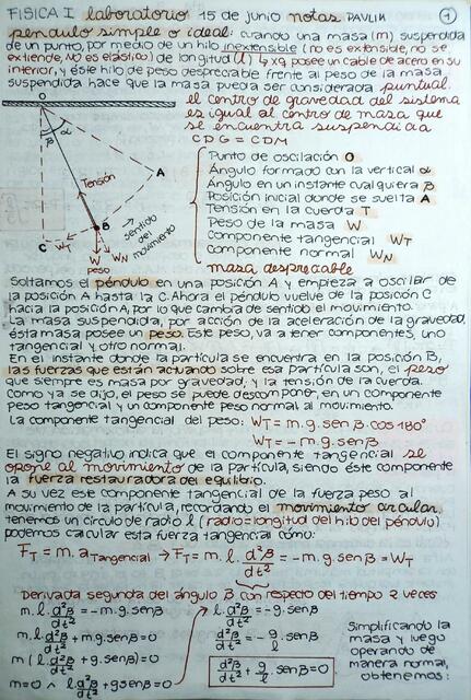 Péndulo compuesto y físico - Laboratorio - Resumen 8 - Física I ...