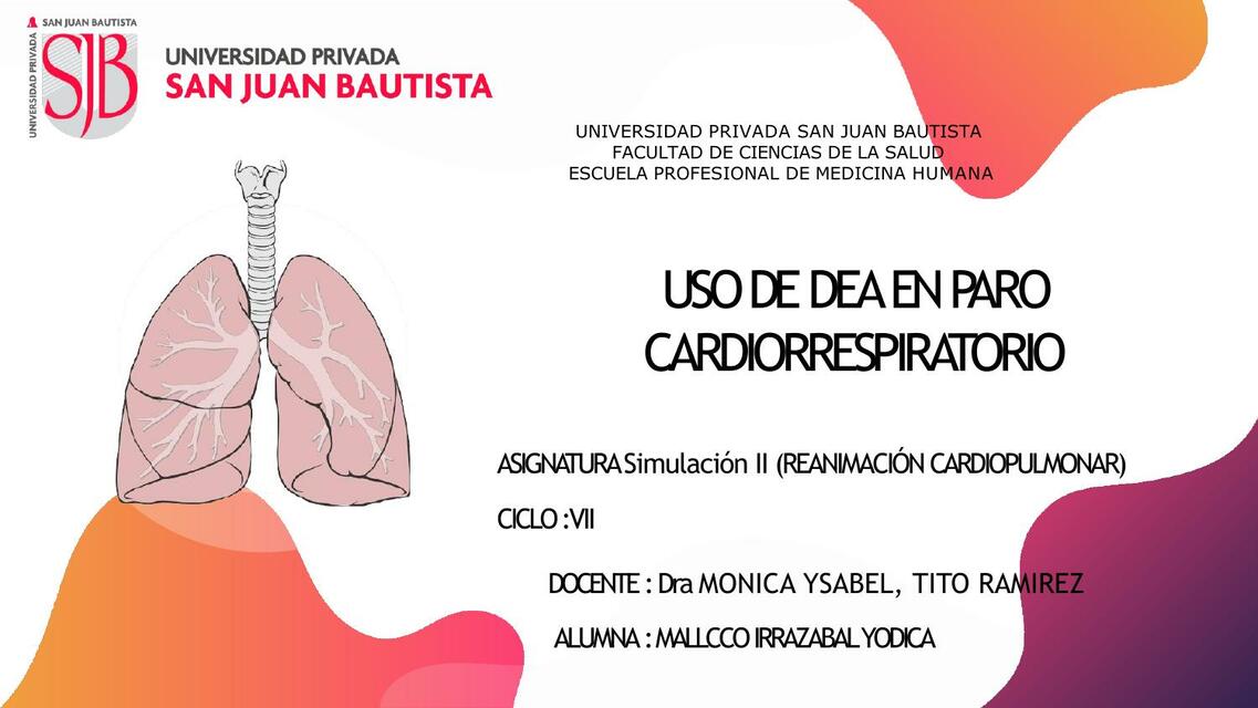 Uso de dea en paro cardiorespiratorio | Yudica Mallcco Irrazabal | uDocz
