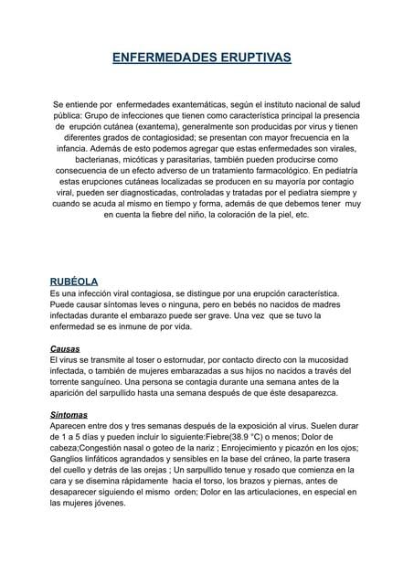 ENFERMEDADES ERUPTIVAS | Enfermeria ARG | uDocz