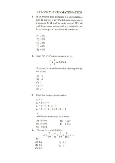Examen de Admisión UNT Ingenierias | Expertos en Exámenes | uDocz