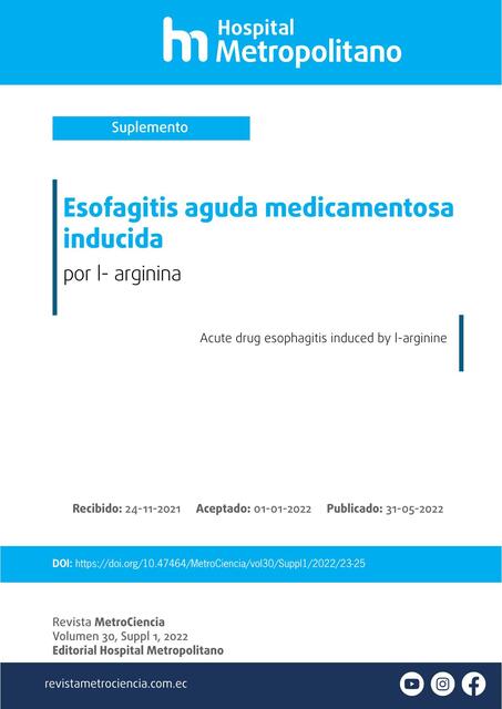 Esofagitis aguda medicamentosa | Medicina y Farmacia | uDocz