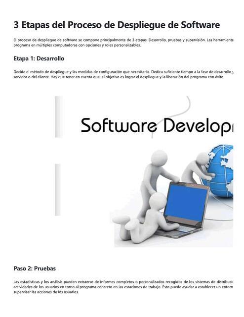 3 Etapas del Proceso de Despliegue de Software | Ingenierías, materia y ...