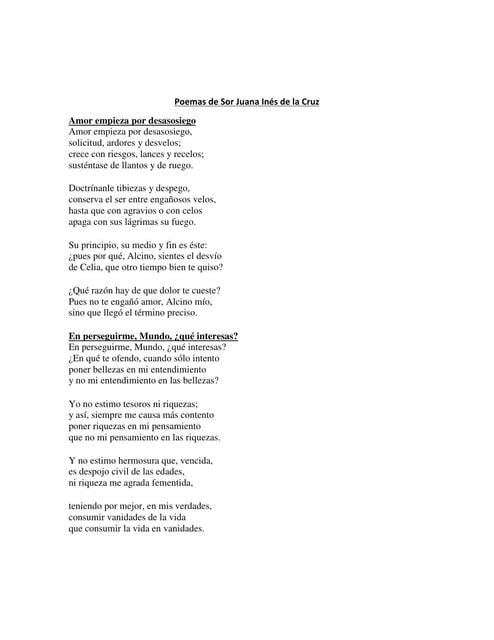 Poemas de Sor Juana Inés de la Cruz | Cami | uDocz