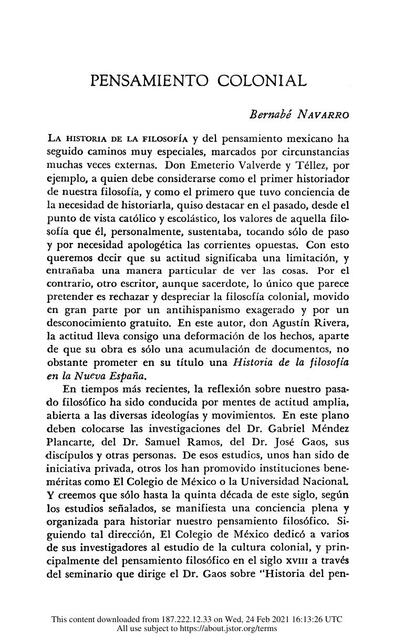 Pensamiento Colonial | Mundo histórico | uDocz