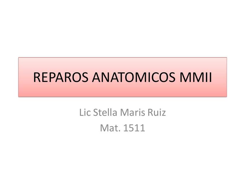 Reparos Anatómicos MMII | Lauty Neira | uDocz