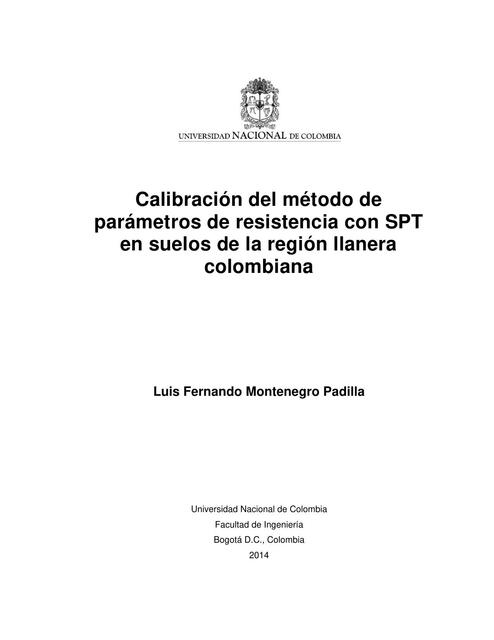 Calibración del método de parámetros de resistencia con SPT en suelos ...