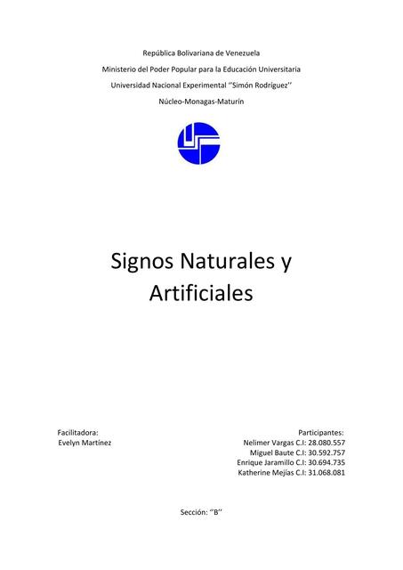 Taller de los Signos Naturales y Artificiales | Katherine Mejías | uDocz
