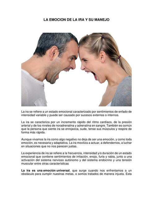 La Emoción De La Ira Y Su Manejo Thamara Taylor Udocz