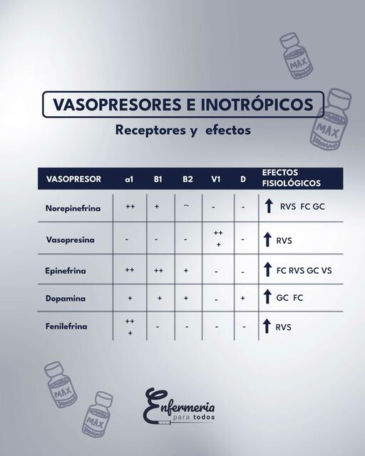 Vasopresores e Inotrópicos | María José Gomes @enfermeriaparatodos | uDocz