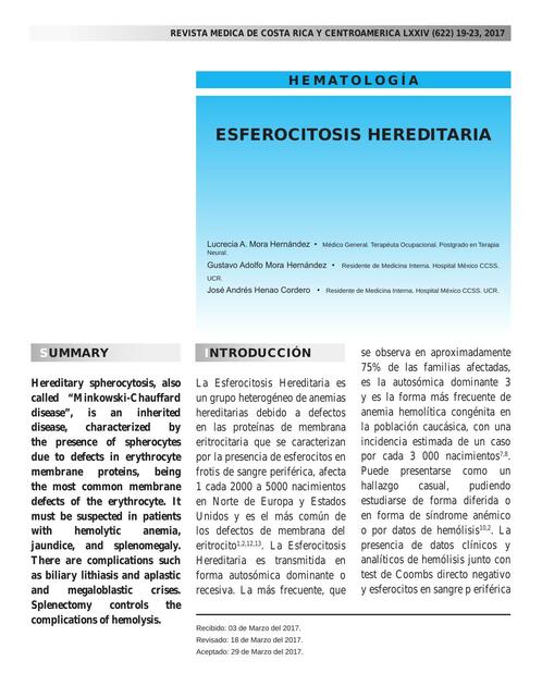 esferocitosis | Juan Carlos Mejía Cruz | uDocz