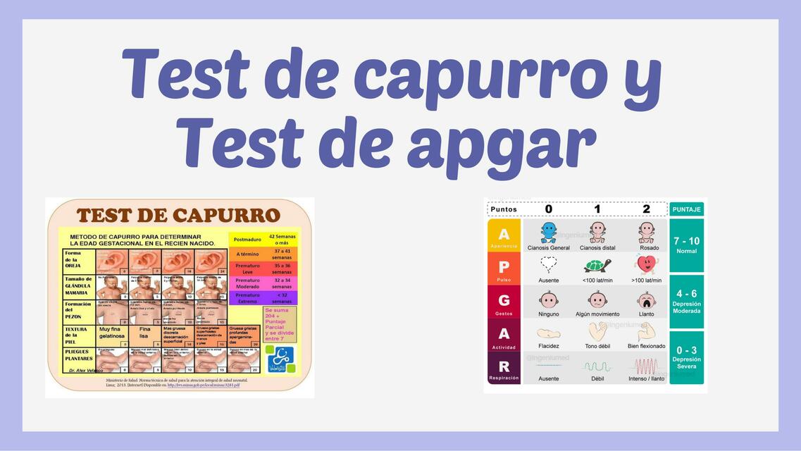 Test de capurro y Test de apgar | NATALIA ELIZABETH AGUERO AYALA | uDocz