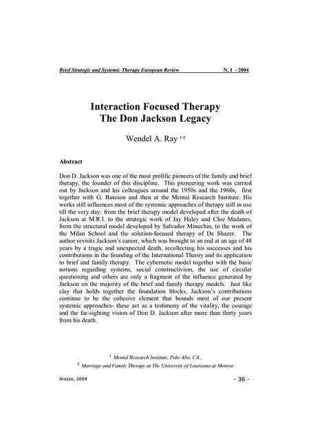 Interaction Focused Therapy: The Don Jackson Legacy (2004) [Pdf] | HackerNews | uDocz