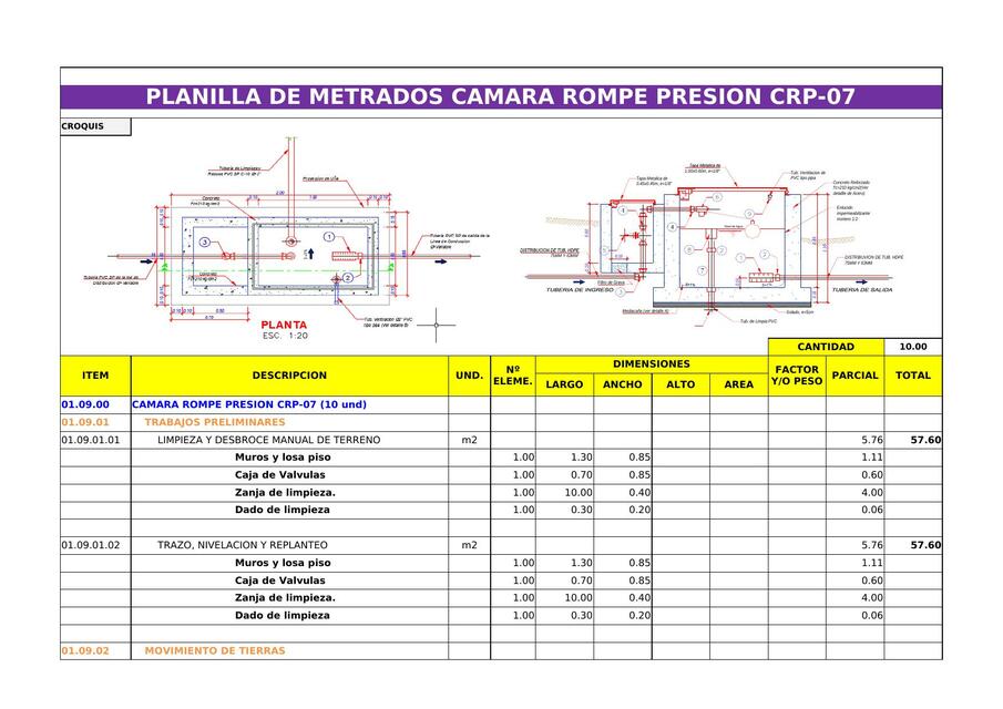 Plantilla excel de metrados para camara rompe presion tipo 7 | Plantillas de Excel de Ingeniería ...