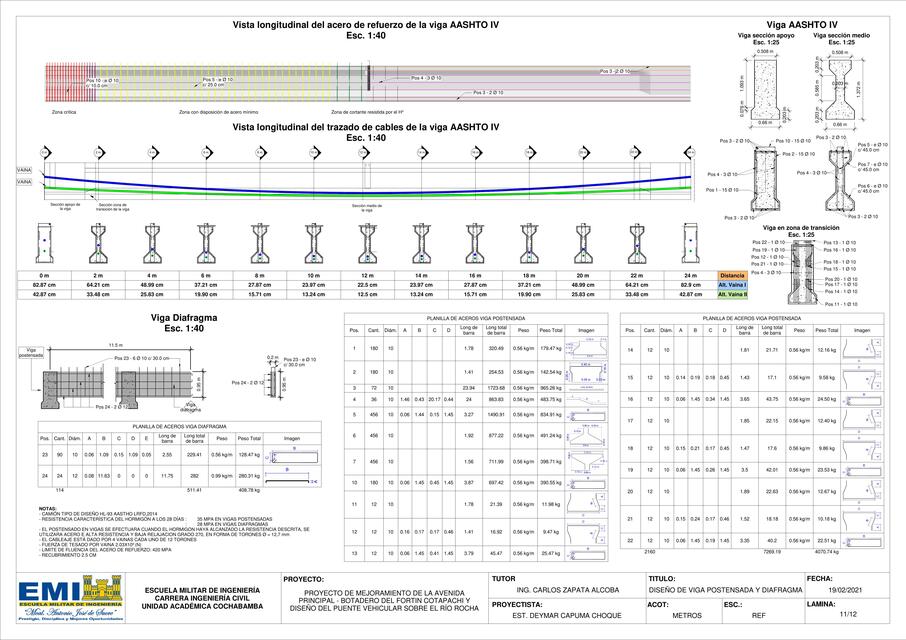 11 Plano DISEÑO DE VIGA POSTENSADA Y DIAFRAGMA | Fram Ambrosio | uDocz
