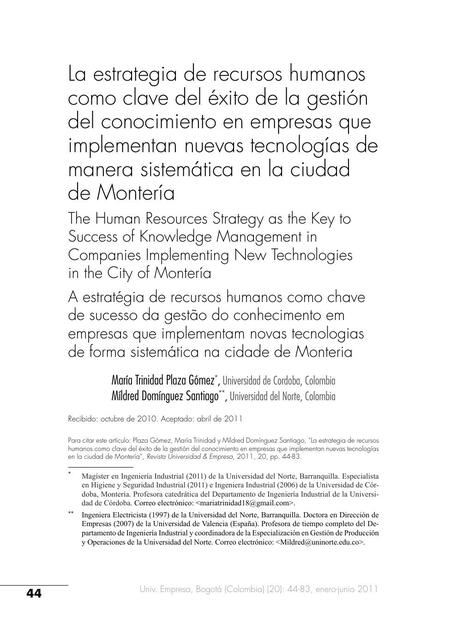 La Estrategia De Recursos Humanos Como Clave Del éxito Contabilidad E