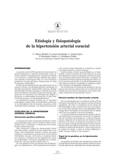 Etiología y Fisiopatología de la Hipertensión Arterial Esencial | Edward Hernandez | uDocz