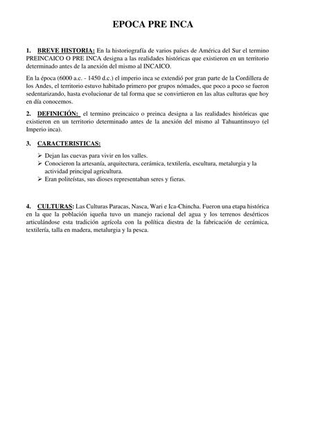 Época Pre Inca | Galilea Valentina | uDocz