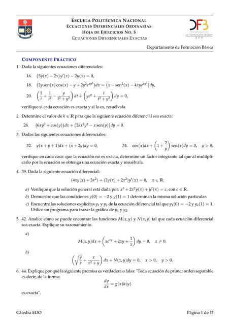 Ecuaciones Diferenciales Exactas | Anthony Veintimilla | uDocz