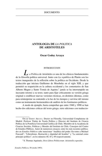 Antología de la Política de Aristóteles | Yudith Herrera | uDocz