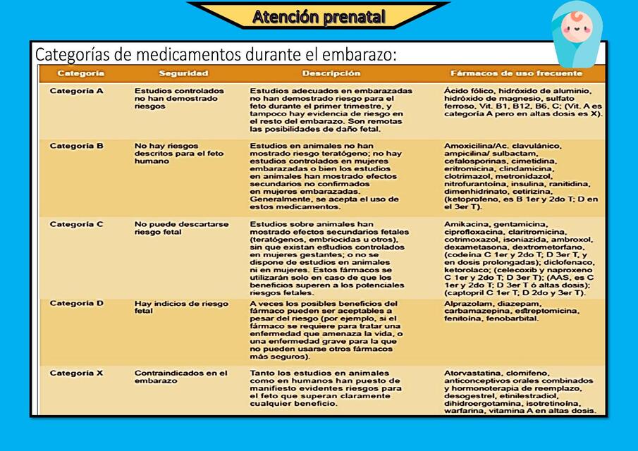 Atención prenatal Categorías de medicamentos en embarazo | Mishelle ...