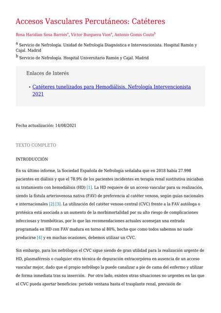 Accesos Vasculares Percutáneo. | Dr. Jose Luis Rodríguez López | uDocz
