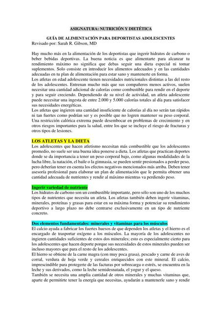 GuÍa De AlimentaciÓn Para Deportistas Adolescentes Heydi Mayli Rm