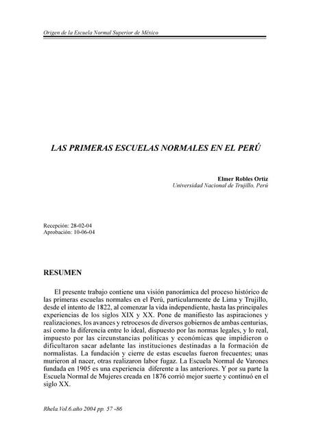 Las Primeras Escuelas Normales en el Perú | Gersin Antonio espinoza | uDocz