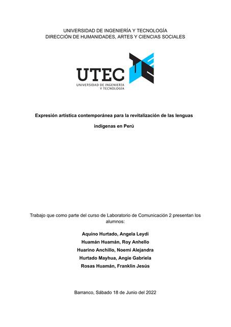 Proyecto final - Comunicación | Angie Gabriela Hurtado Mayhua | uDocz