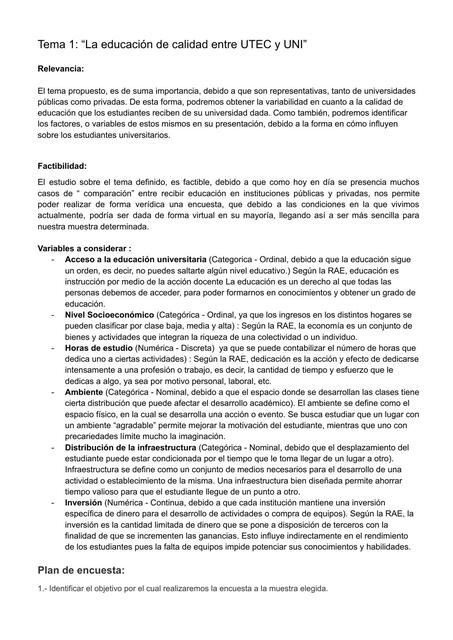 Preproyecto : Analisis de la calidad educativa entre UTEC - UNI | Angie Gabriela Hurtado Mayhua ...