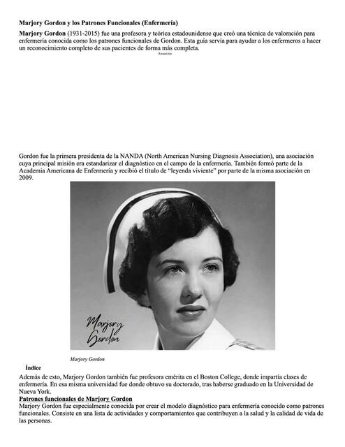 Marjory Gordon y los patrones funcionales de enfermeria | Medicina y ...
