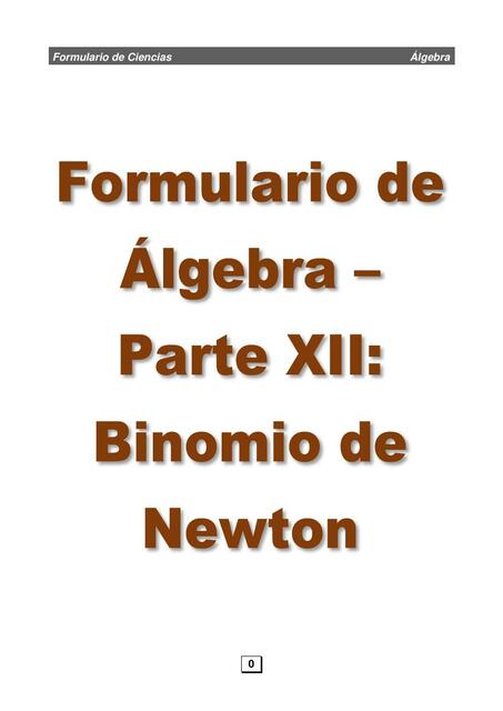 Álgebra XII - Binomio de Newton | Study Ingeniería | uDocz