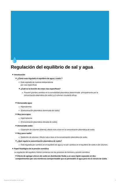 Regulación del equilibrio de sal y agua | Luis Esquivel Peña | uDocz