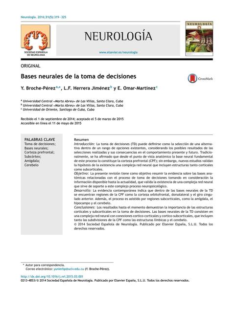 BASES NEURALES EN TOMA DE DECISIONES (ENFOQUE NEUROLOGICO) | GEraldine ...