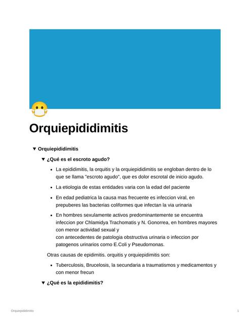 Orquiepididimitis | Luis Esquivel Peña | uDocz