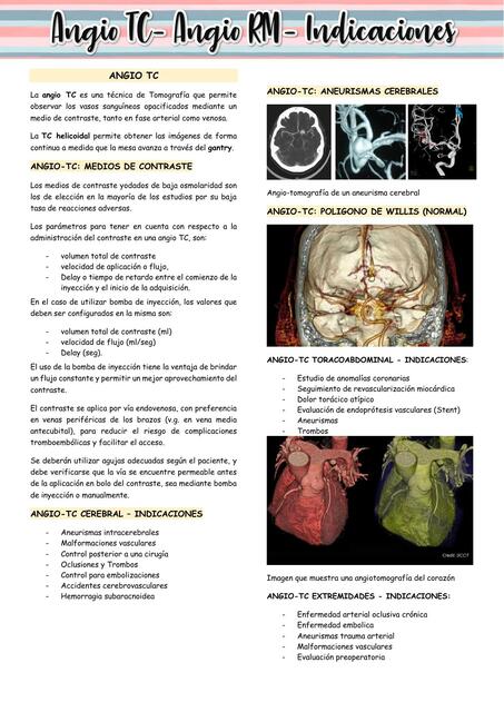 Angio TC - Angio RM - Indicaciones | Jossie Sofia Chirre Challco | uDocz