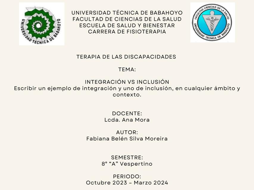 Integración vs inclusión | Fabiana Silva | uDocz