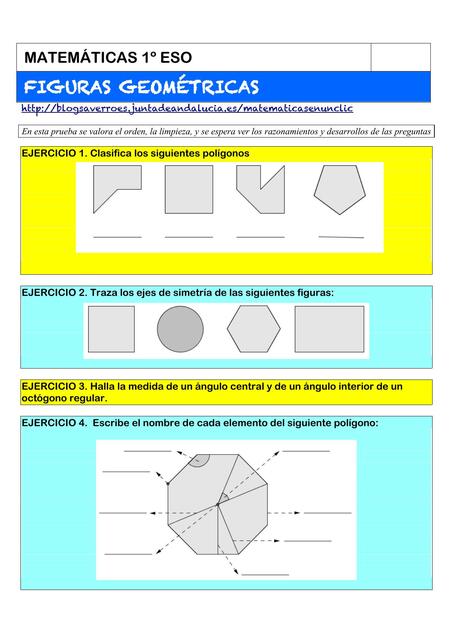 Examen de Matemáticas 1 Secundaria Resuelto Figuras Geométicas | Expertos en Exámenes | uDocz