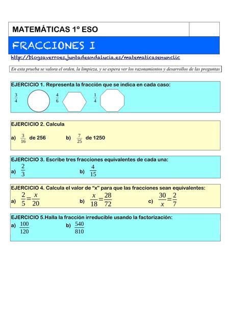 Examen De Matemáticas 1 Secundaria Resuelto Fracciones | Expertos en Exámenes | uDocz