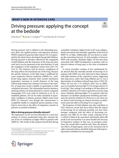 Driving pressure applying the concept at the bedside | Edgar Parra | uDocz