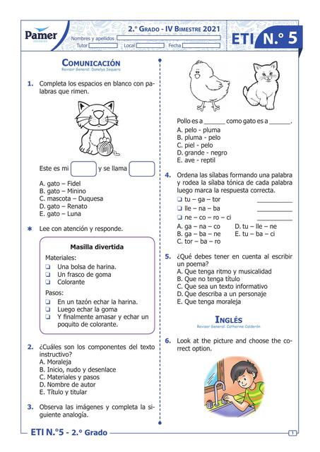 Actividad de lenguaje 2do grado | Diana Gonzales | uDocz