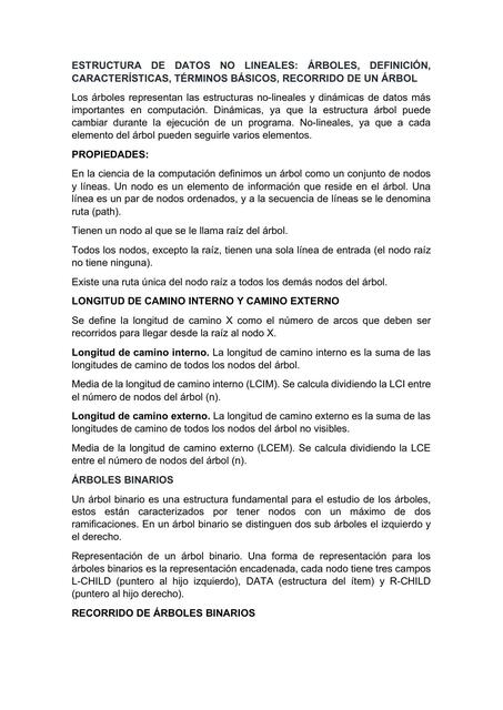 Estructura de datos no lineales: árboles, definición, características ...