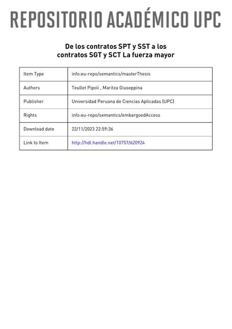 De los contratos SPT y SST a los contratos SGT y SCT La fuerza mayor ...