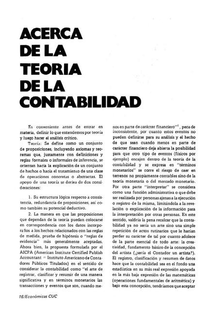 Acerca de la teoría de la contabilidad | Jeancarlo M. | uDocz