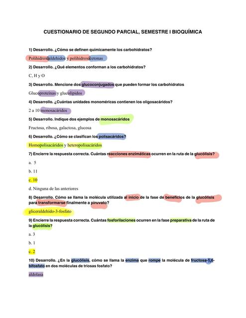 CUESTIONARIO DE SEGUNDO PARCIAL BIOQUÍMICA | Michelle Cortez | uDocz