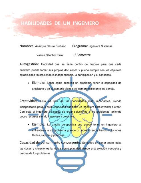 Habilidades de un Ingeniero | CASTRO BURBANO ANAMYLE | uDocz