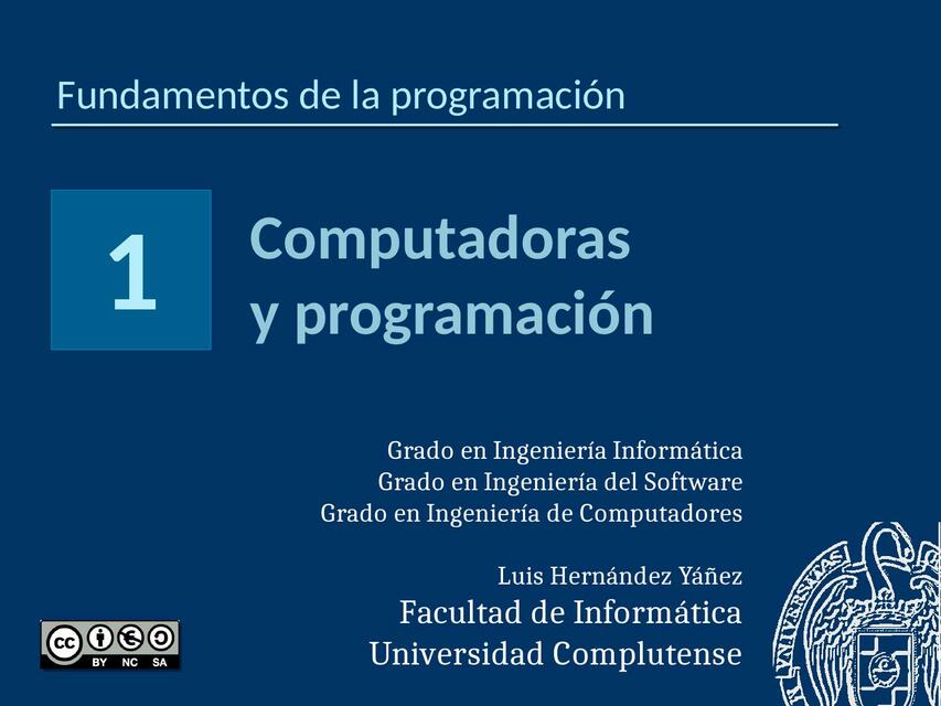 Fundamentos de la programación. Computadoras y programación ...