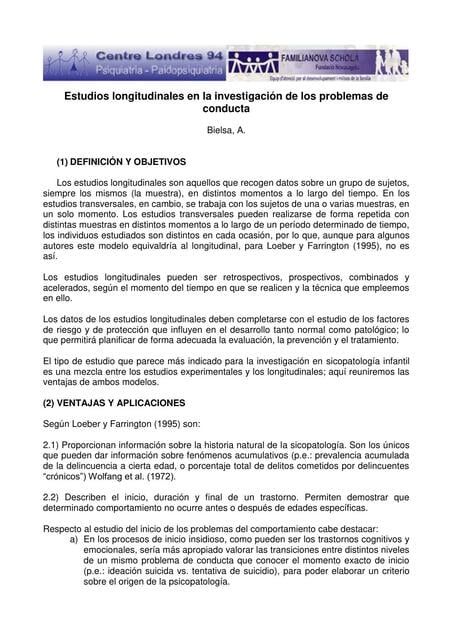 Estudios longitudinales en la investigación de los problemas de ...