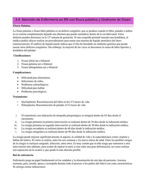 Atención de Enfermería en RN con sura pala na y Síndrome de Down ...